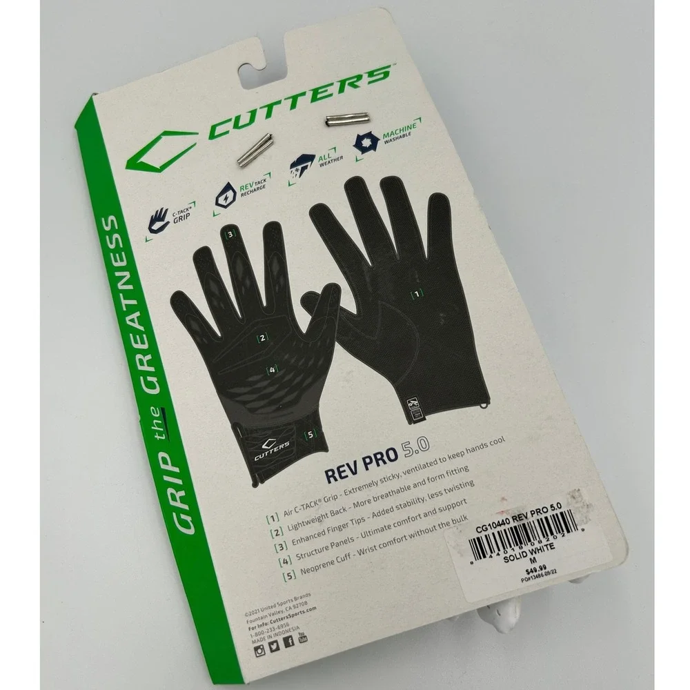 Cutters | Other | Cutters Rev Pro 5 Football Gloves Adult Medium White ...